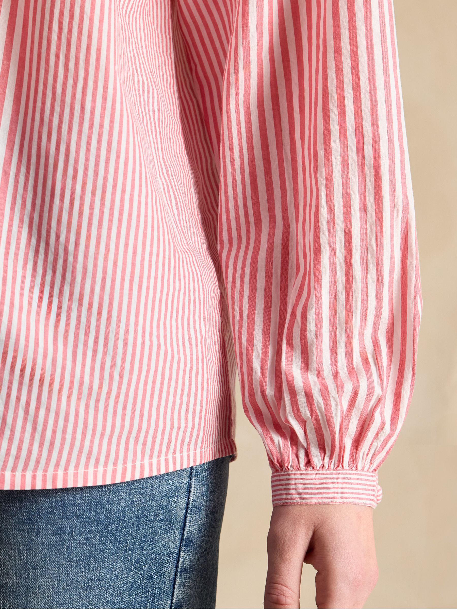 Amelie Red/White Embroidered Cotton Blouse - Joules
